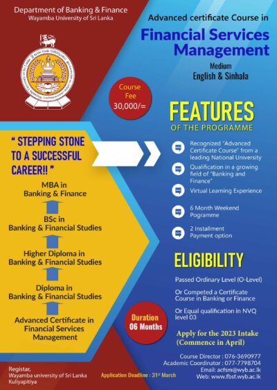 Advanced Certificate in Financial Services Management - Faculty of ...